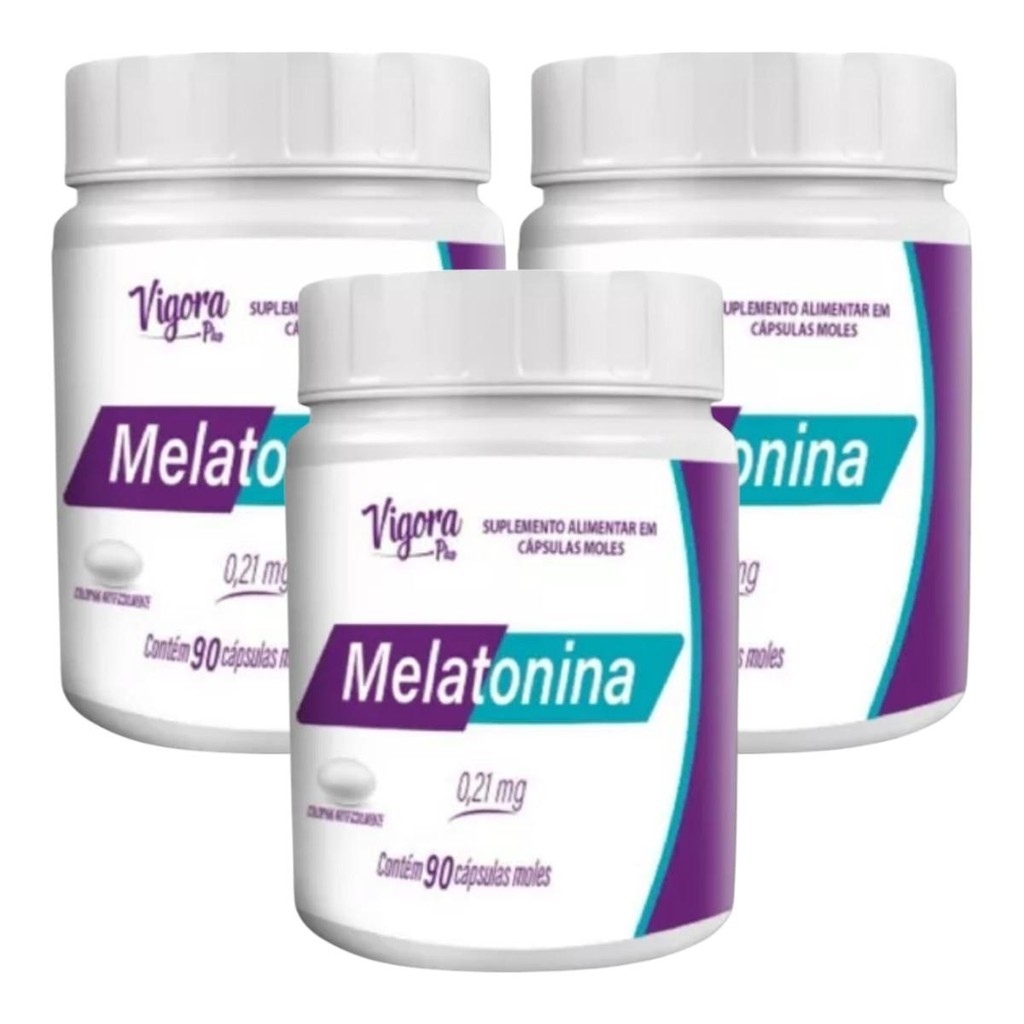 Kit Vigora Plus Melatonina 3 Potes 90 Cápsulas Cada | Shopee Brasil