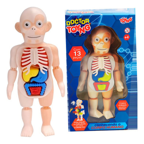 Brinquedo Kit Medico Boneco Corpo Humano 24cm 13 Peças Doctor Toyng ...