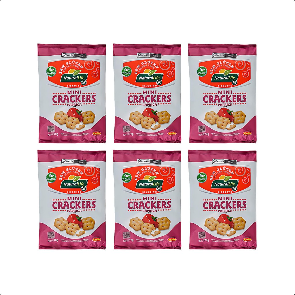6 Biscoito Mini Crackers S/ Glúten Páprica Natural Life 70g | Shopee Brasil