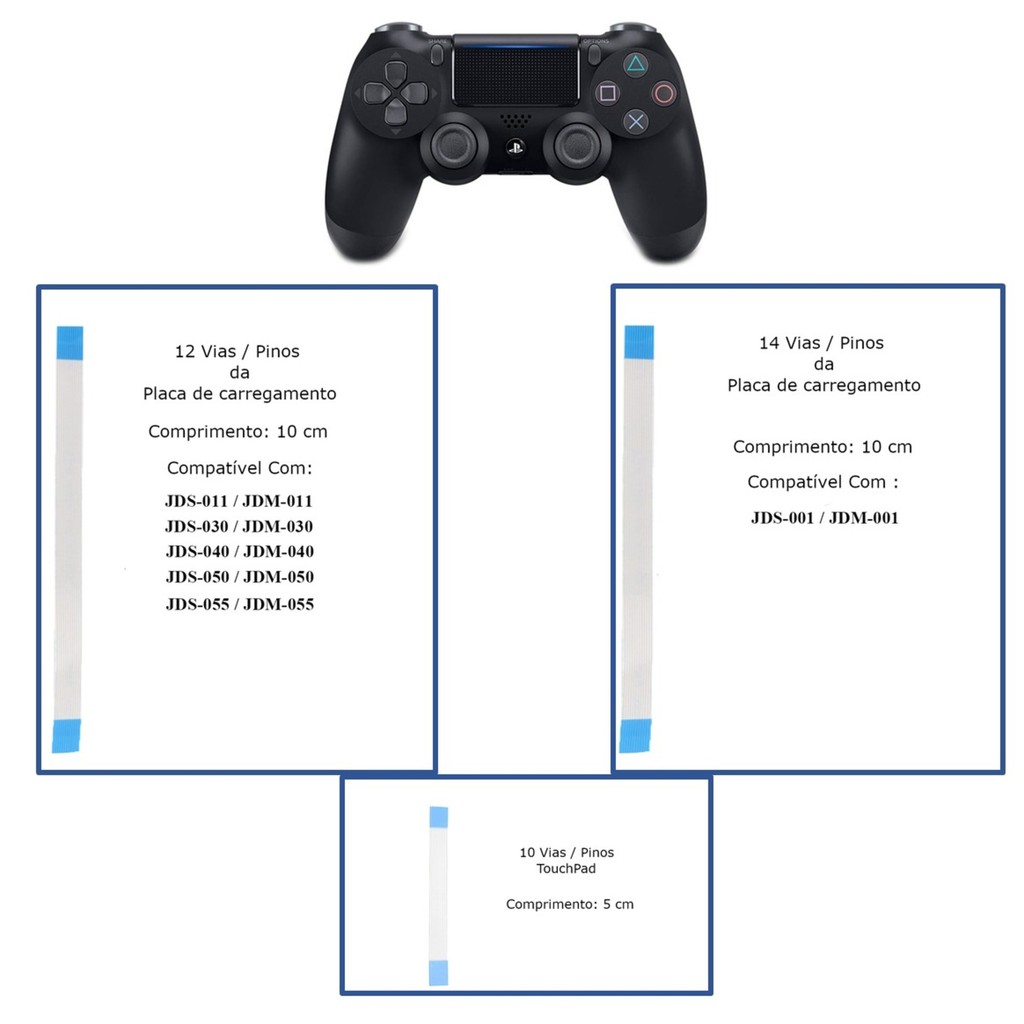 Cabo Flat Conector USB 12 e 14 Vias e TouchPad 10 Vias Para Controle Ps4 | Shopee Brasil