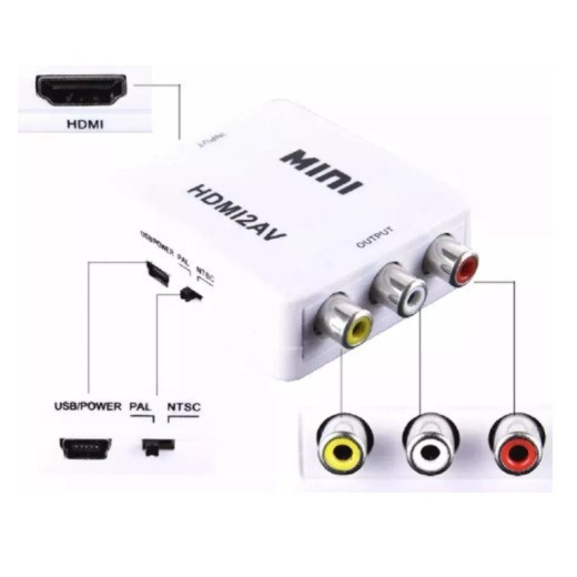 Mini Conversor Adaptador Hdmi Pr 2av Rca Vídeo Áudio Usb Tp | Shopee Brasil
