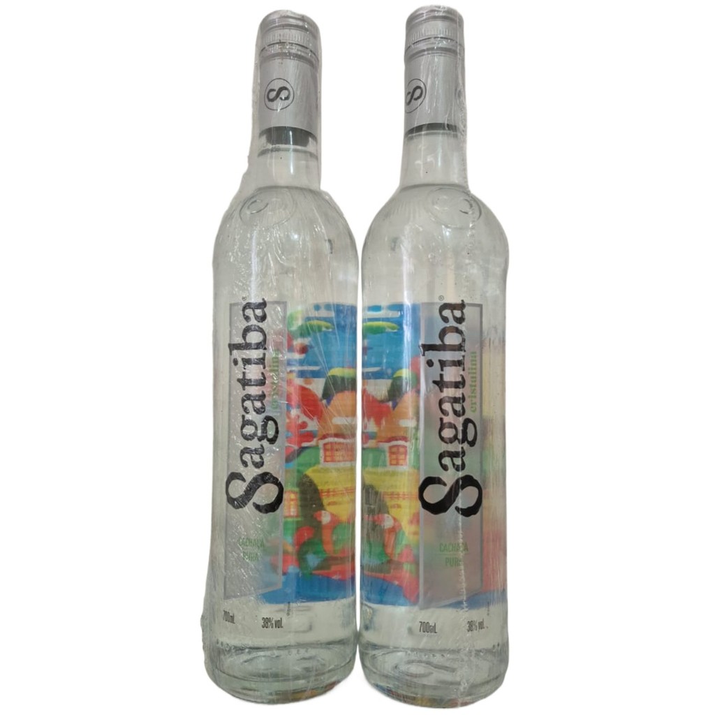 kIT 2 UNID. Cachaça Cristalina Pura Sagatiba 700 Ml - 2 Garrafas ...