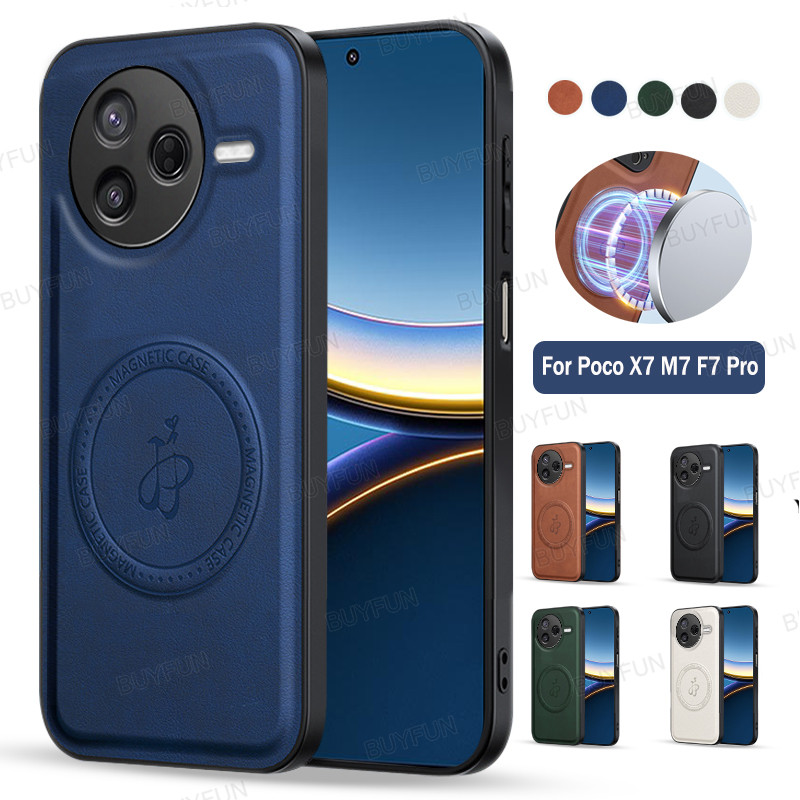 Luxury Leather Magnetic Car Casing For Xiaomi Poco F7 Pro x7 m7 f7 ...