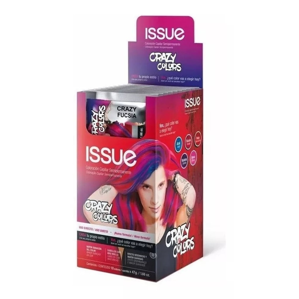 Issue Professional Coloração Capilar Semi Permanente Crazy Colors 47g ...
