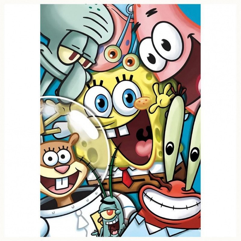 Desenhos animados figura broca completa pintura com diamante Spongebob ...