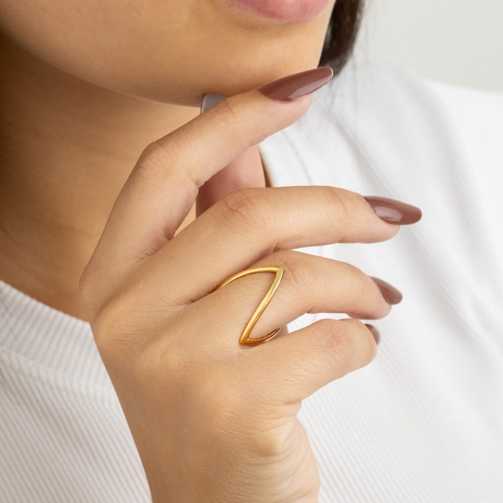 Anel Clássico Maria de Fátima Novela Vale TudAjustável Dente de Tubarão Banhado à Ouro 18K ...