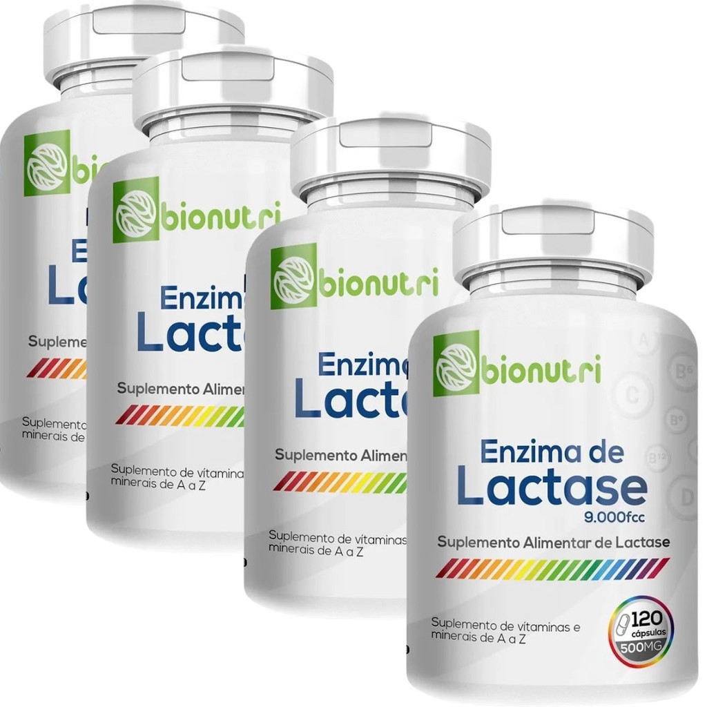 Enzima Lactase / 9000 Fcc / 4 Potes 120 Capsulas Bionutri | Shopee Brasil