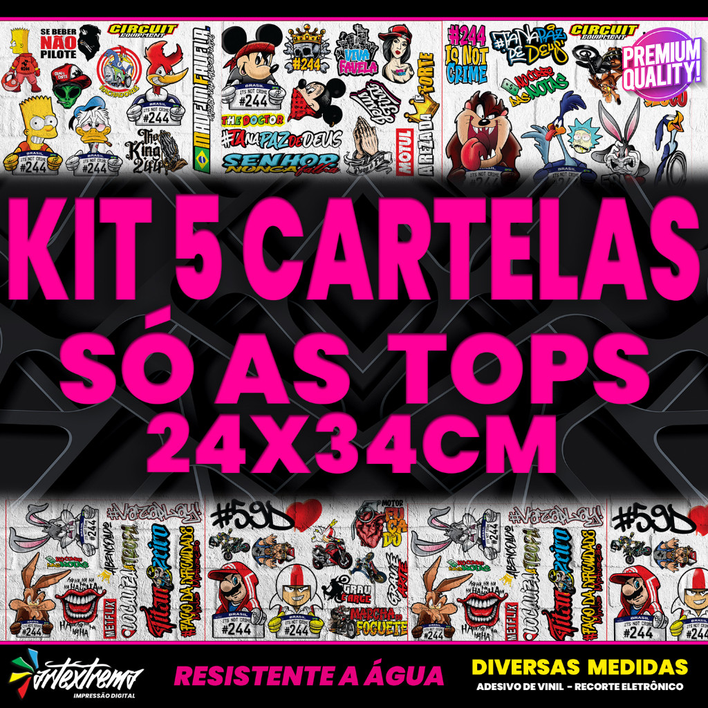 KIT 5 CARTELAS 24X34CM - ADESIVOS DE VINIL -CARRO - MOTO - CAMINHÃO - BIKE - STICKERS | Shopee ...