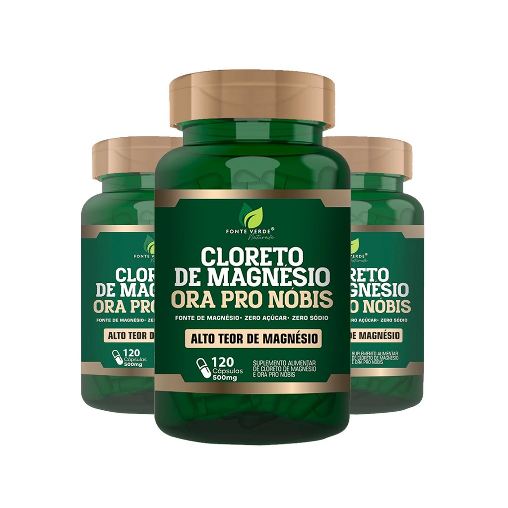 KIT 3 Cloreto de Magnesio + Ora Pro Nobis 120 capsulas 500mg | Shopee Brasil