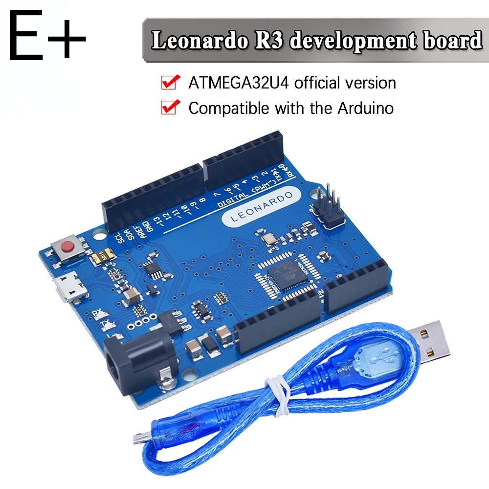Placa De Desenvolvimento Microcontrolador Leonardo R3 Atmega32u4 Com Cabo USB Compatível Arduino ...