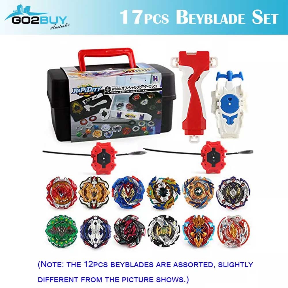 17Pcs Assorted Beyblade BURST Launcher Battling Box Set Spinning Tops ...