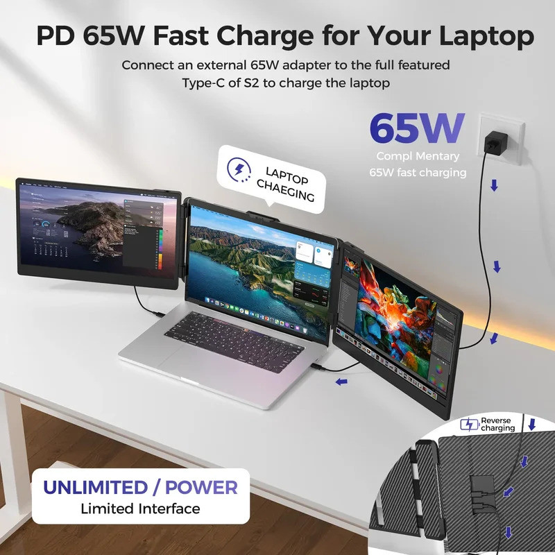 Monitor Portátil de Laptop de 14 polegadas 1920*1080 16:9 IPS Extensor ...