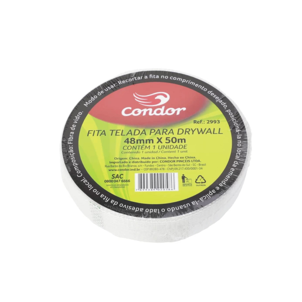 Fita Telada para Drywall 40mm x 50m Condor | Shopee Brasil