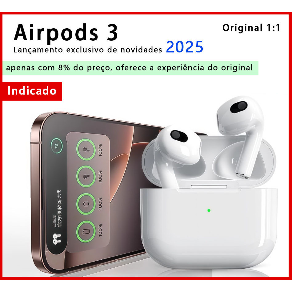 Fone iphone Sem Fio Bluetooth Compatível iPhone AirPods Pro 2ª Geração ...