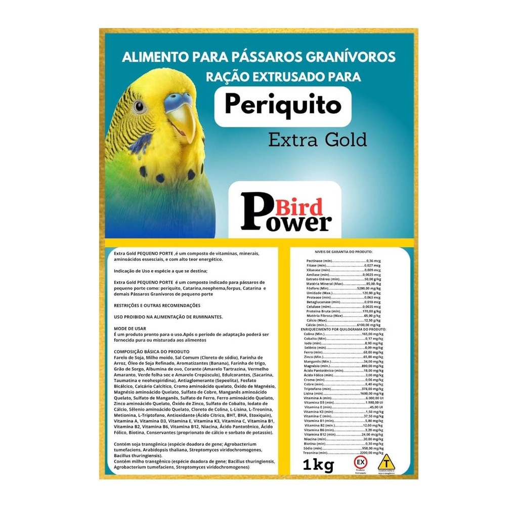 Extrusada Power Bird Periquito 1Kg | Shopee Brasil