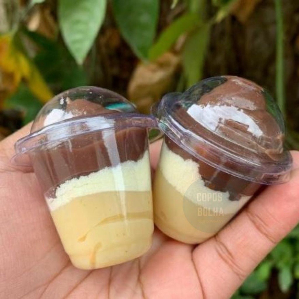 Kit 50 a 100 Mini Copo Bolha 60ml + Tampa Para Doce Mousse Selecione a Quantidade - Galvanotek ...