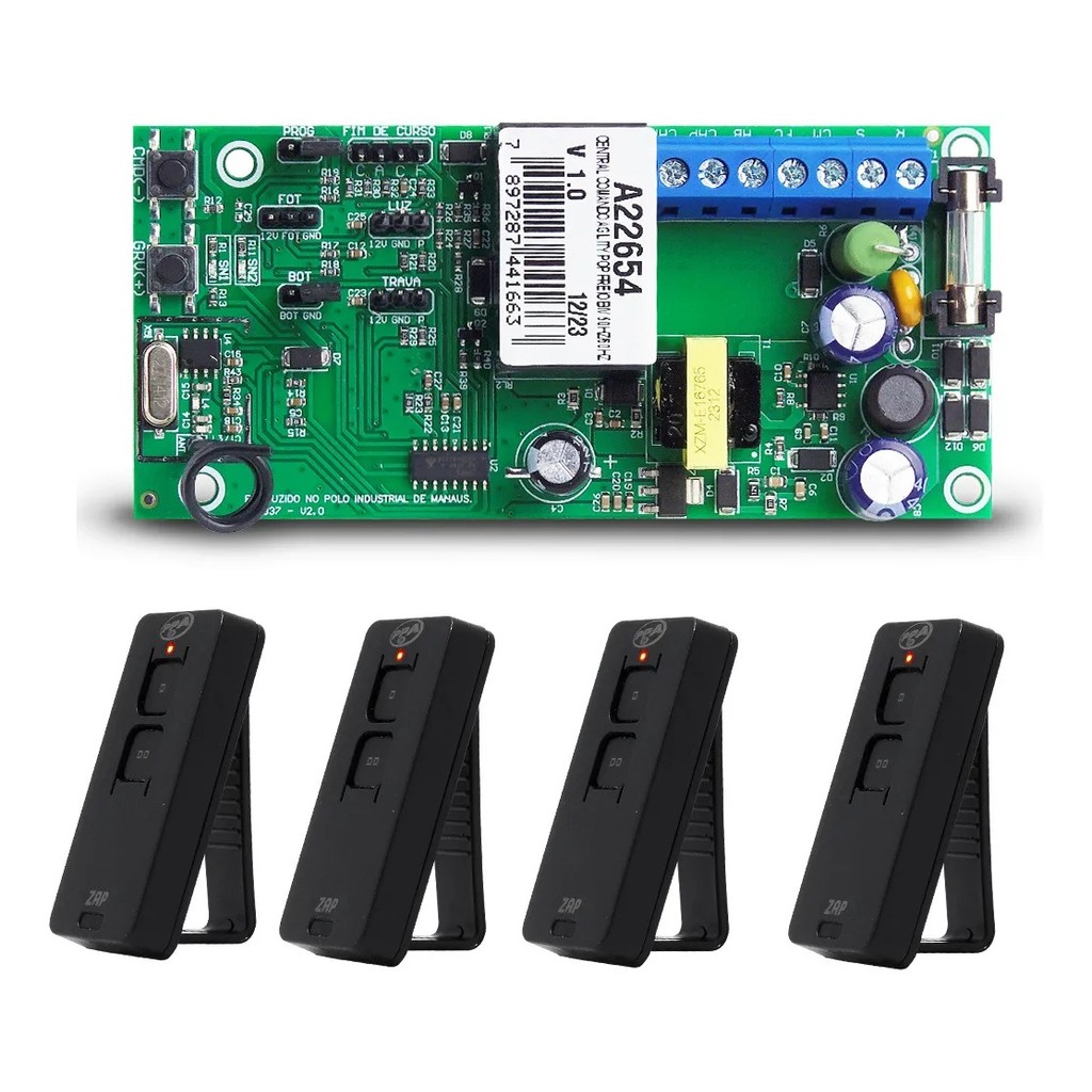 KIT CENTRAL AGILITY POP CONNECT PPA + 4 CONTROLE ZAP POP PPA 433 PRETO ...
