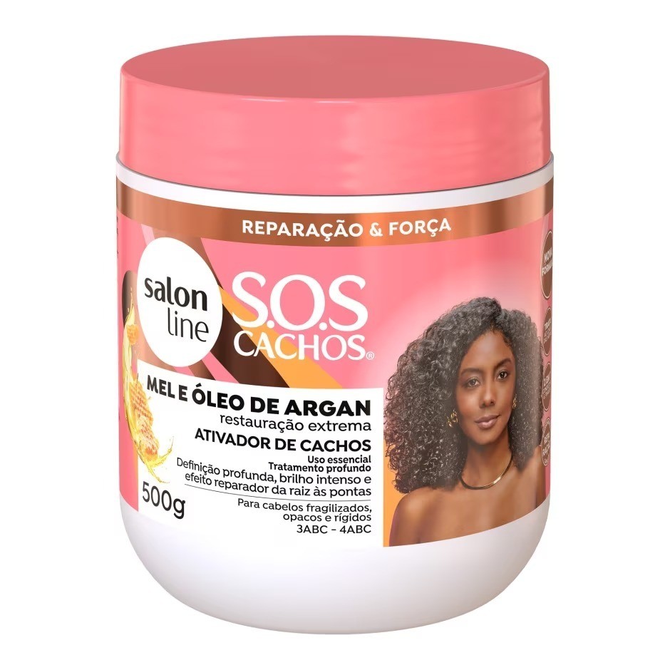 Salon Line Ativador de Cachos SOS Cachos Mel e Óleo de Argan 500g ...