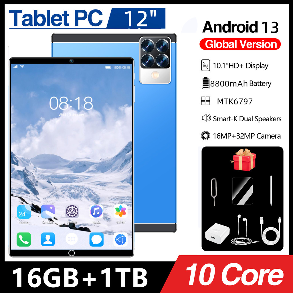 2025 Hot Android13 Tablet 5G Dual SIM Wifi 12 Polegadas Tablets PC 16GB ...