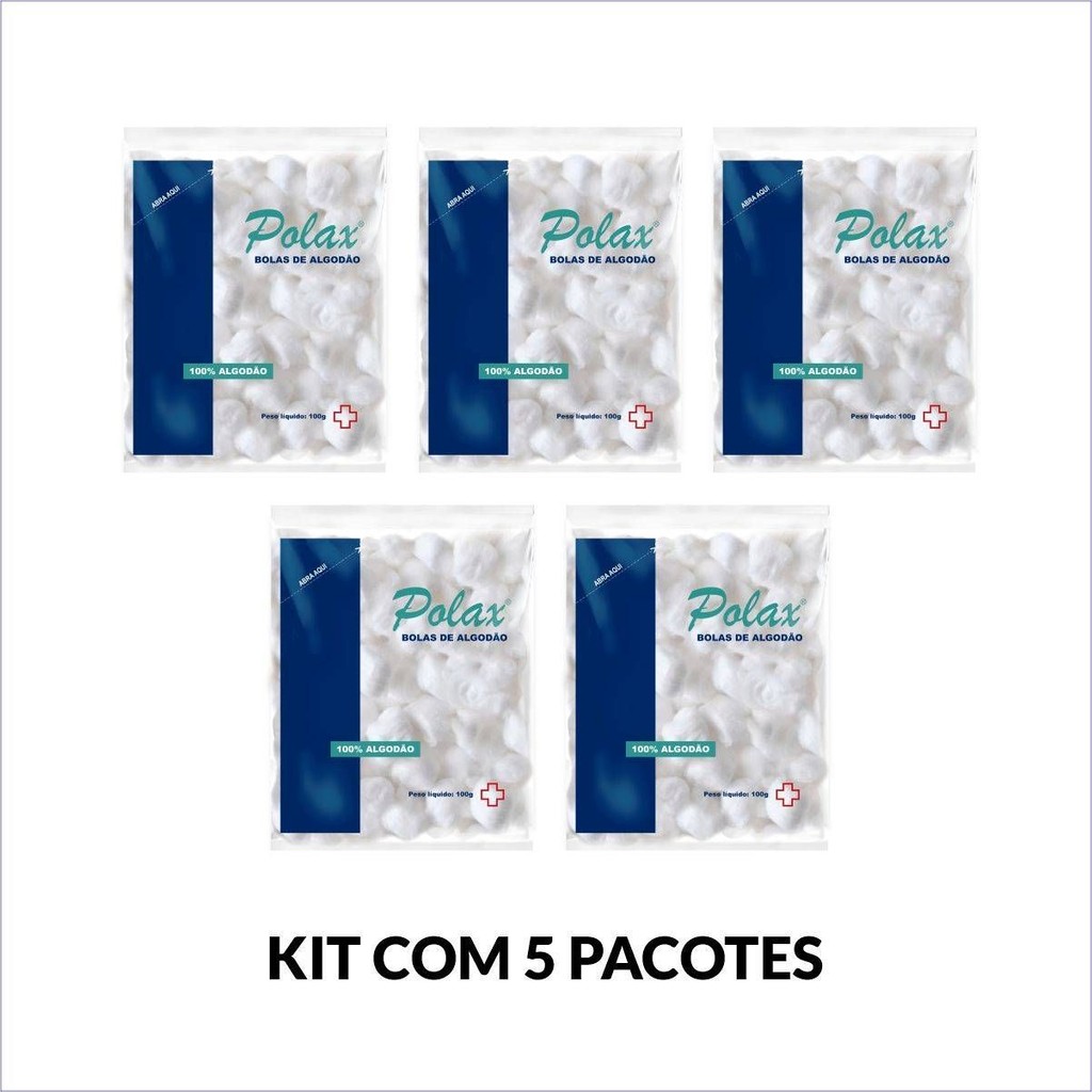 KIT COM 5 PACOTES ALGODAO POLAX BOLA - 100G | Shopee Brasil