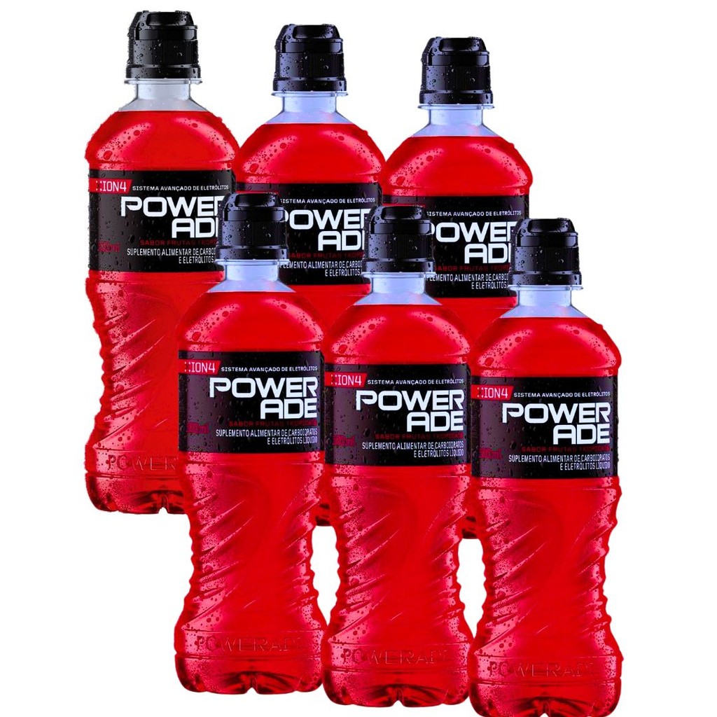 Fardo 6un Isotônico Powerade Frutas Tropicais 500ml Vermelho Bebida ...