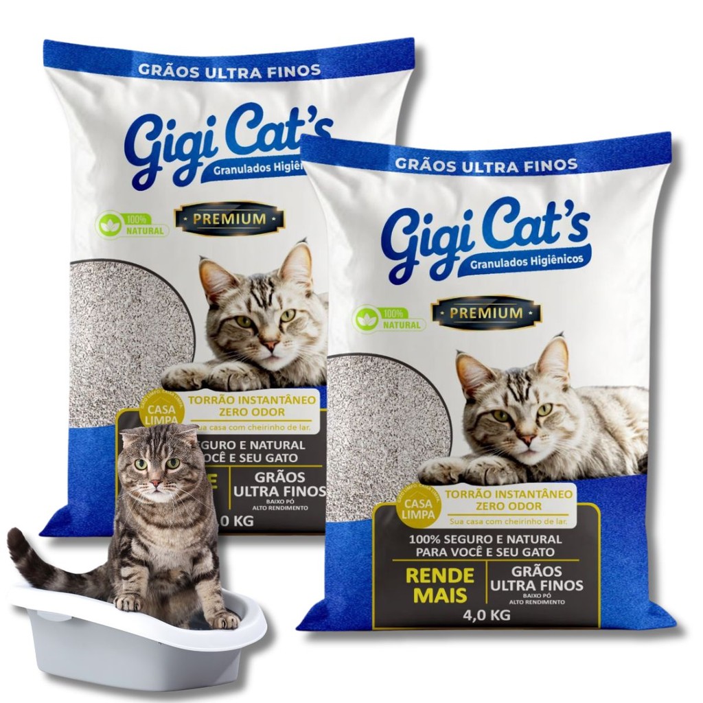 Kit 2 Areia Higiênica Premium Para Gatos Gigi Cat’s Rende Mais 100% ...