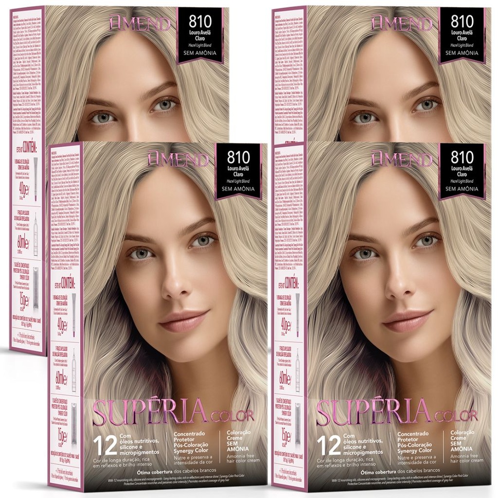 Kit Tonalizante Amend Supéria Color 810 Louro Avelã Claro | Shopee Brasil