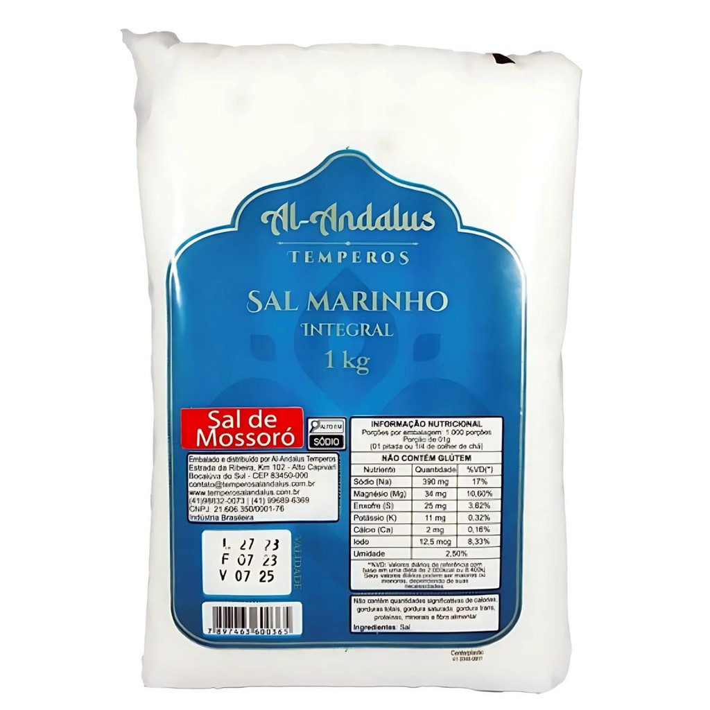 SAL MARINHO INTEGRAL DE MOSSORÓ AL-ANDALUS 1KG RICO MINERAIS | Shopee ...