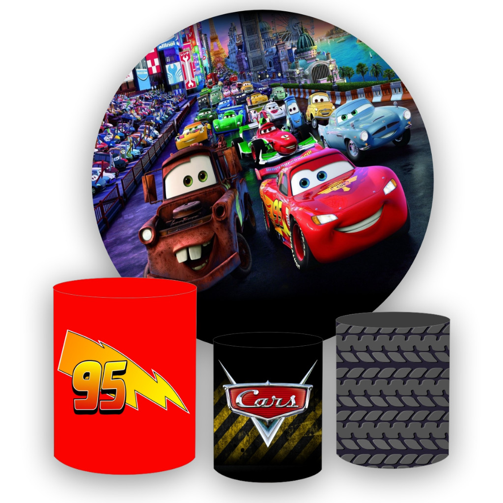 Kit Painel Redondo em tecido sublimado 1,5 + 3 Capas de Cilindros ...