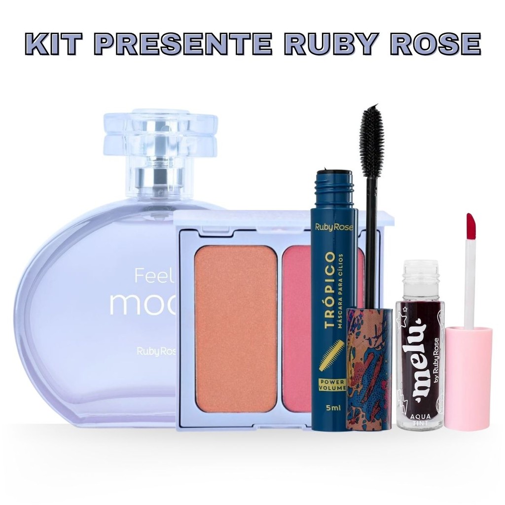 Kit Presente Ruby Rose Perfume Rímel Blush E Aqua Tint | Shopee Brasil