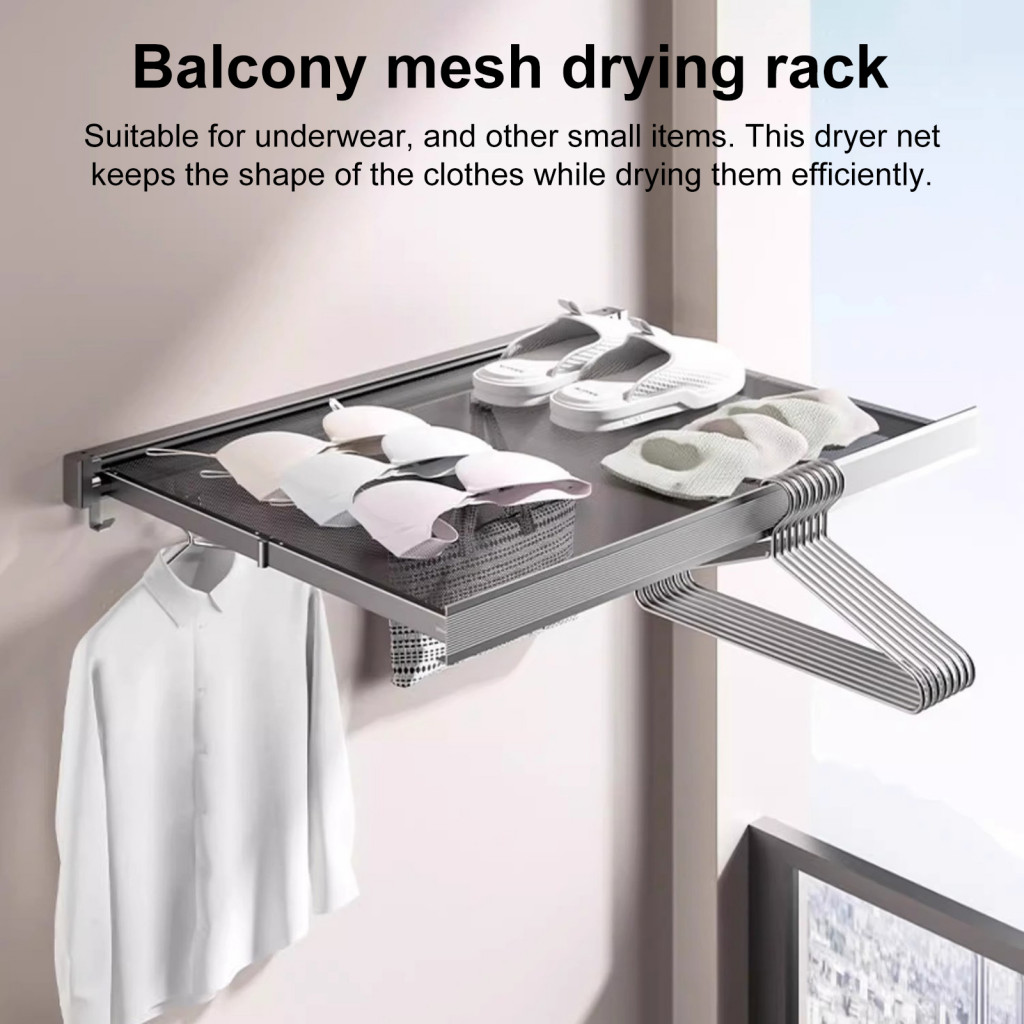 Compact Clothes Drying Rack for Small Spaces Space-saving with Net Wall ...