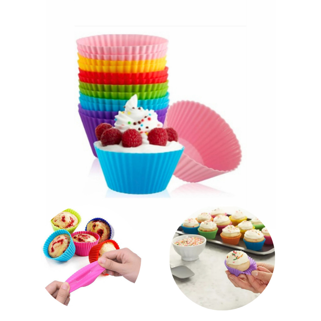 Kit 12 Formas Silicone Mini Cupcake Assadeira Bolo Muffin | Shopee Brasil