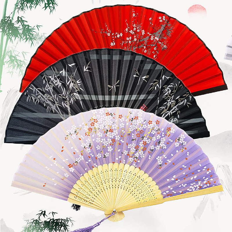begrenng Leque Dobrável Antigo De Bambu , Estilo Chinês , Verão ...