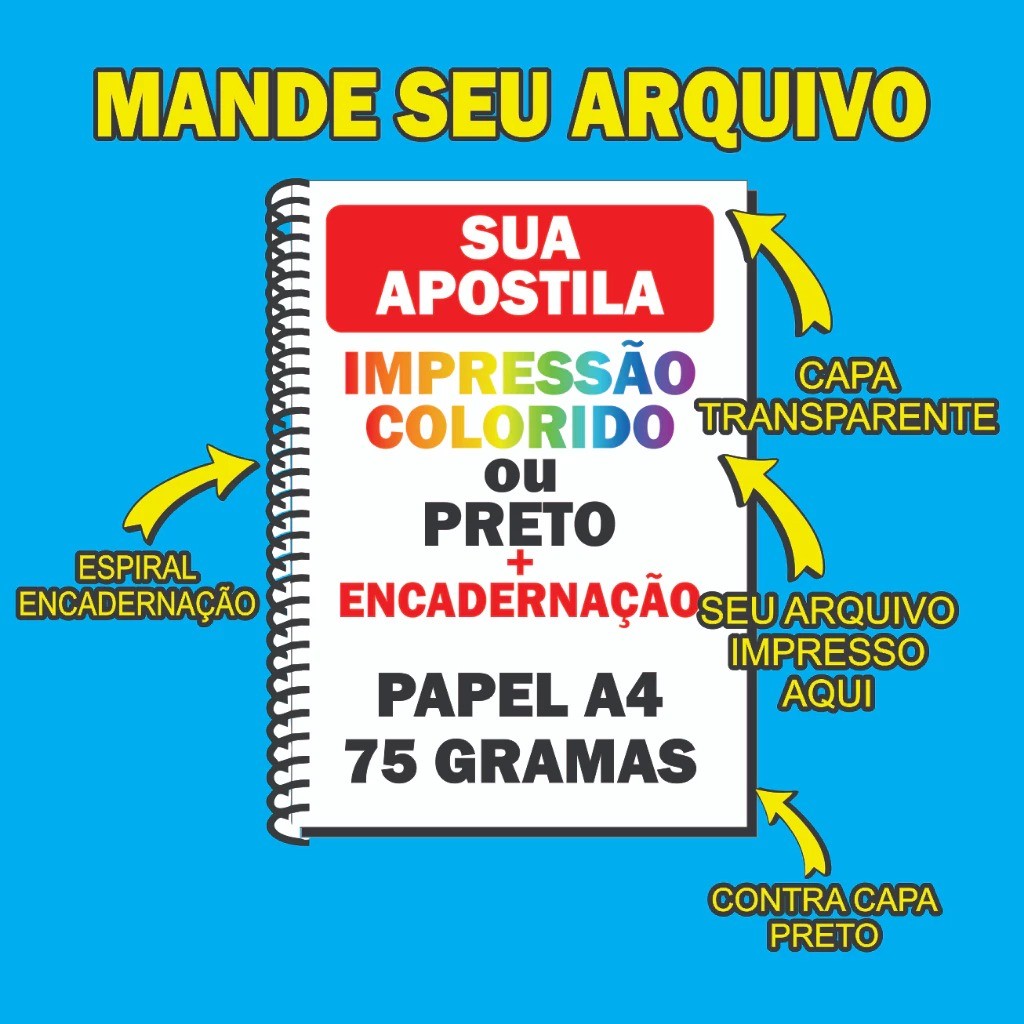 Impressão Apostilas Colorida 10 Páginas Plastificadas Frente e Verso ...