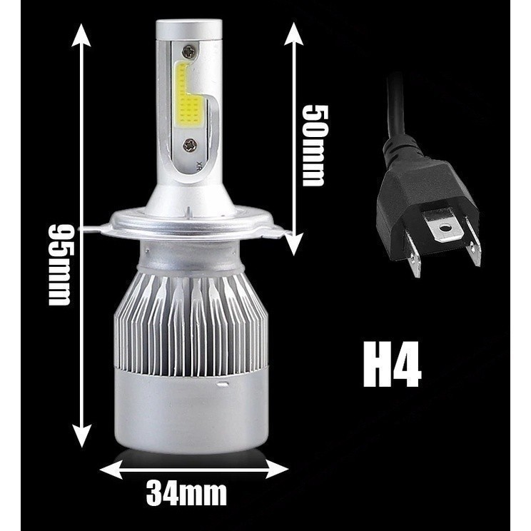 Par de Lâmpadas C6 Super Led 6000K H1 H3 H4 H7 H11 H13 H16 H27 HB3 HB4 12V a 24V | Shopee Brasil