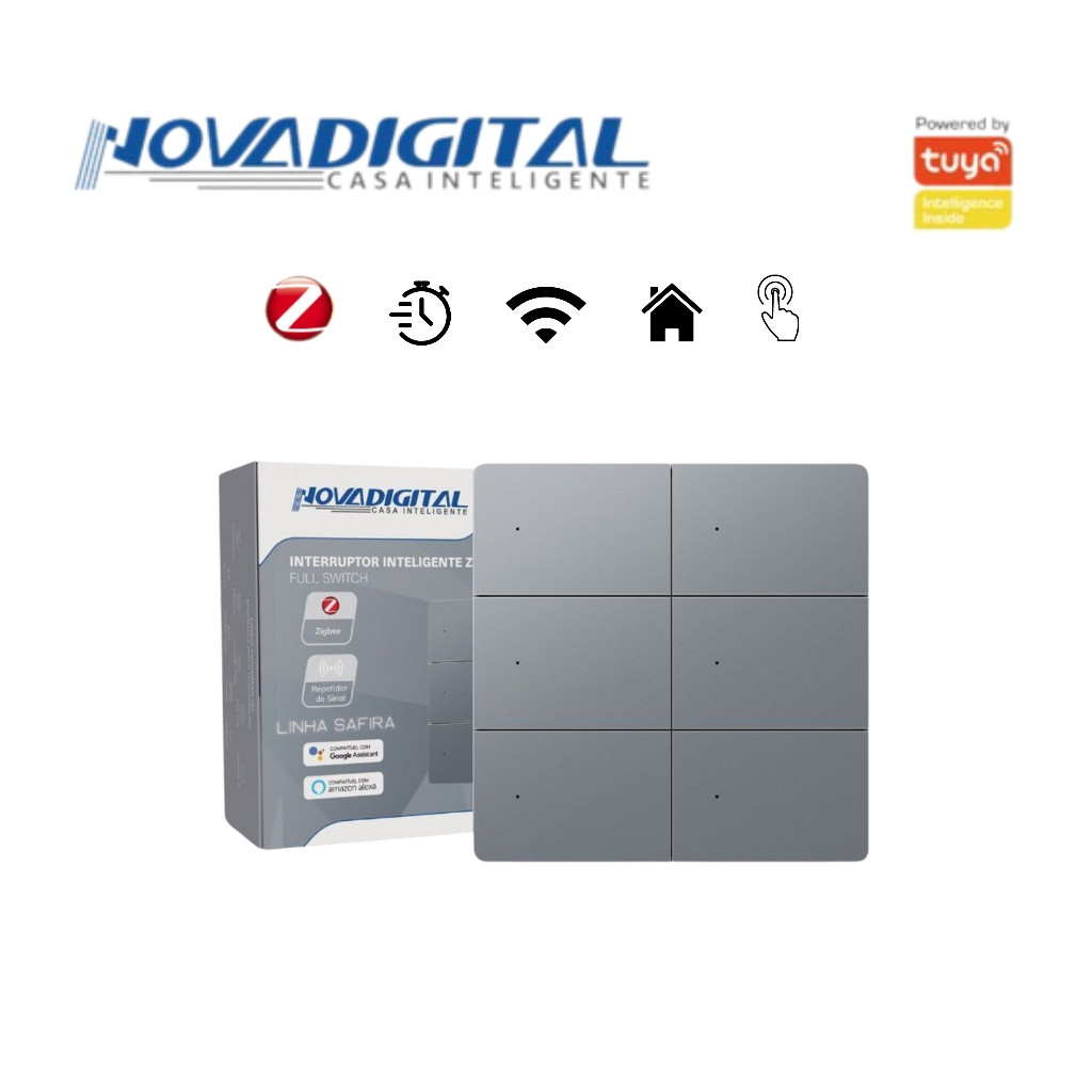 Interruptor Inteligente Zigbee Full Switch 4x4 6 Botão Novadigital ...