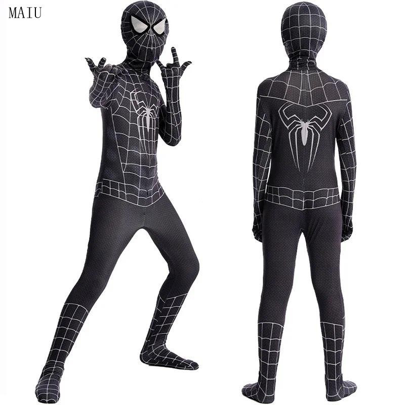 Fantasia de Super-Herói Homem-Aranha Preto Tobey Maguire Anime Venom ...