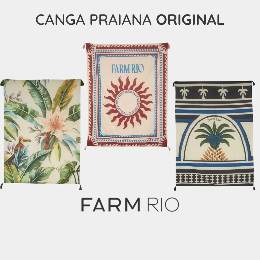 Canga Praiana Todas estampas - Farm | Shopee Brasil