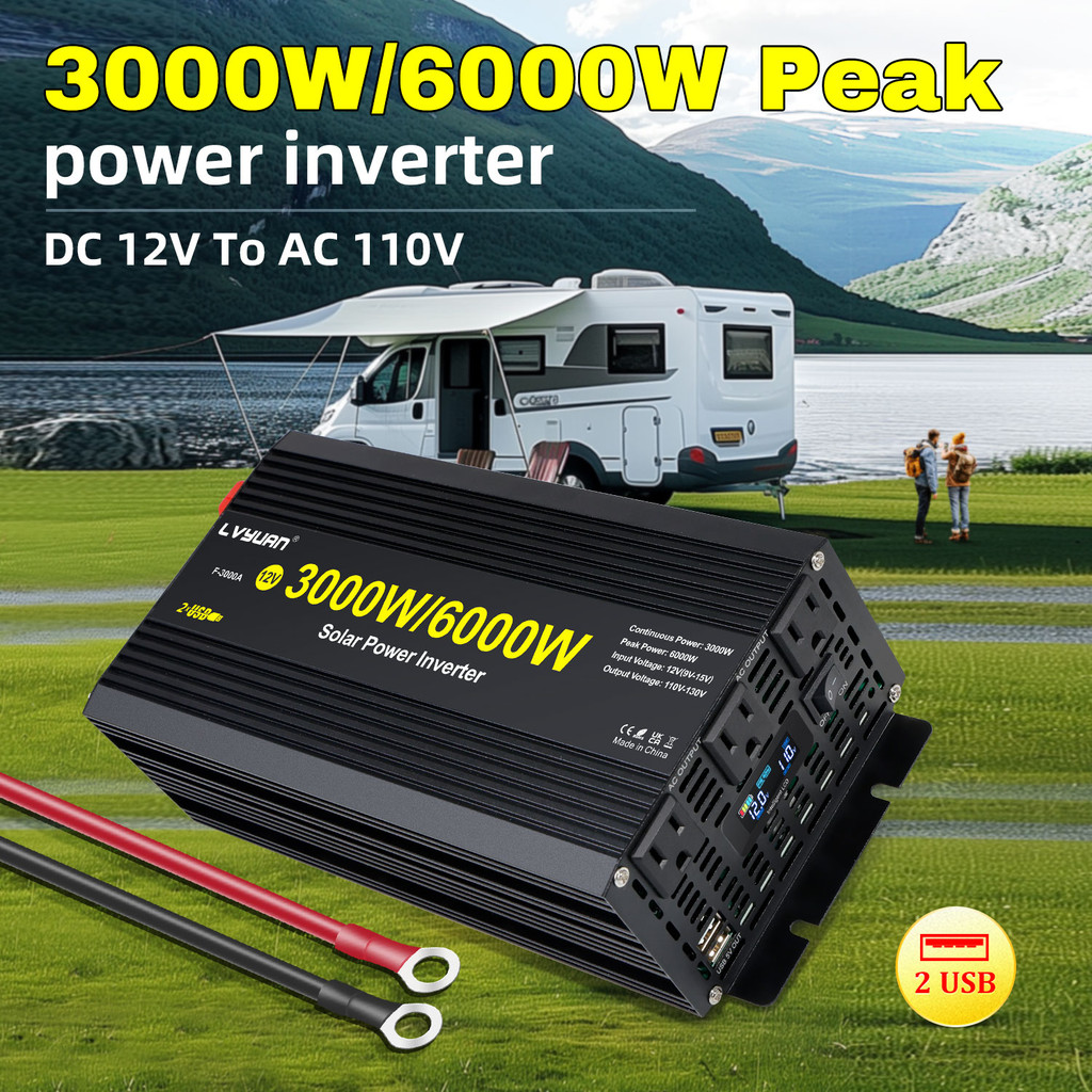 Inversor De Energia Luyuan 3000W/6000W DC 12V Para AC 110V-130V LCD Transformador Conversor De ...