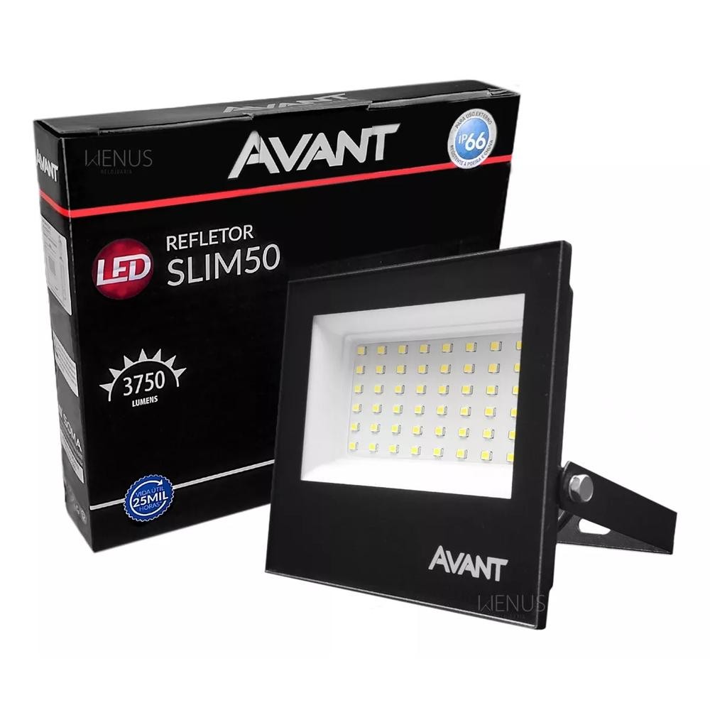 Refletor led slim 50w 6500K Branco frio bivolt avant externo | Shopee Brasil