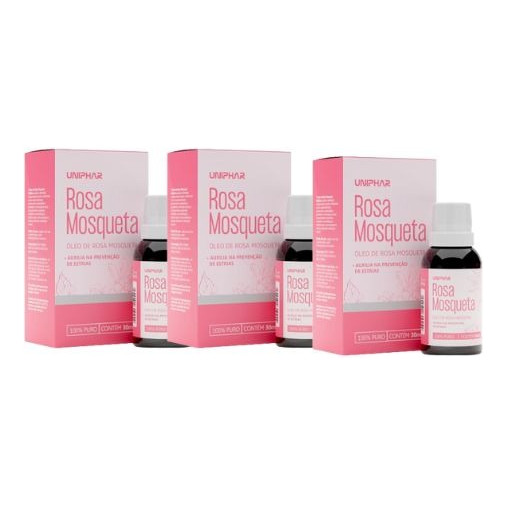 Kit Com 3 Und. Óleo De Rosa Mosqueta 100% Puro Uniphar 30ml | Shopee Brasil