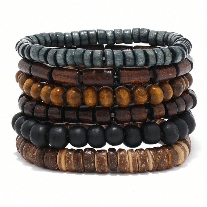 Conjunto de 6 peças Conjunto de Pulseiras de Homens com Contas Retro ...