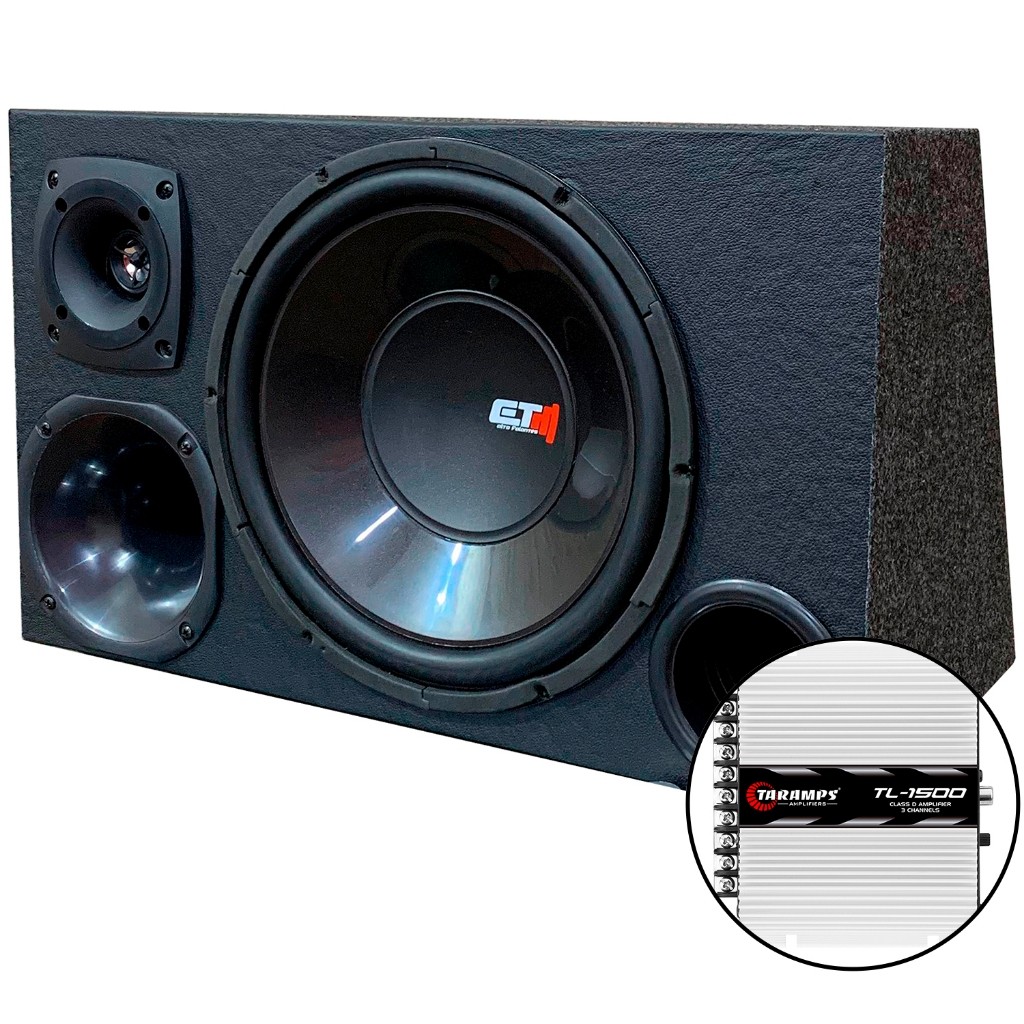Kit caixa Trio Som Speaker 12 Polegada Modulo Taramps ou Stetsom - Kit Subwoofer Preto Motorista ...