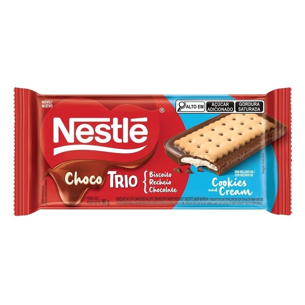 Chocolate Nestlé Chocotrio ao Leite 90g - Embalagem com 12 Unidades | Shopee Brasil