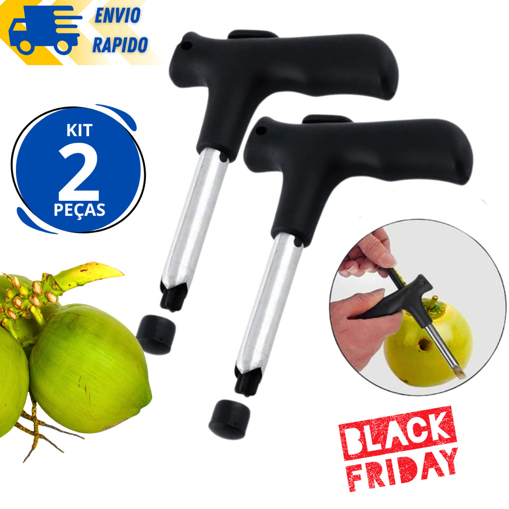 Kit 02 Furador Abridor De Coco em Inox Profissional Resistente Manual ...