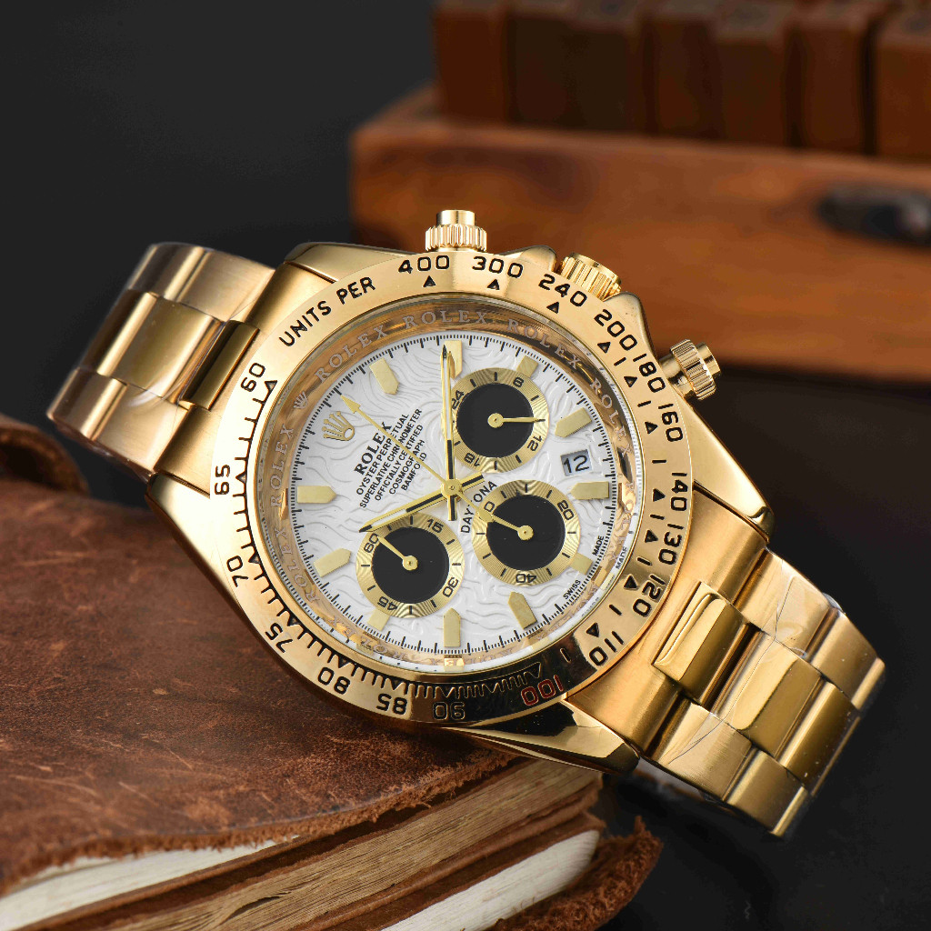 Rolex Solid Band Daytona Series Relógio De Pulso Dourado Com Três Olhos ...