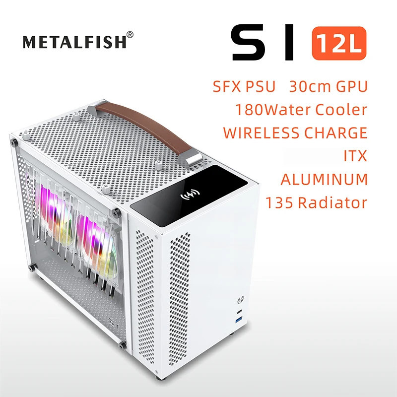 METALFISH S1 Gabinete de Computador de Alumínio com Carregamento Sem ...