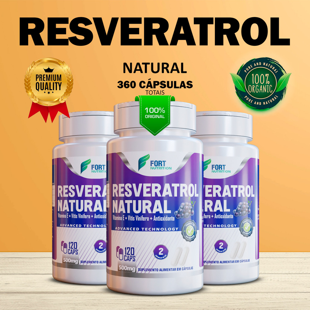 Resveratrol Natural 120 Cápsulas - Suplemento com Compostos Vegetais ...