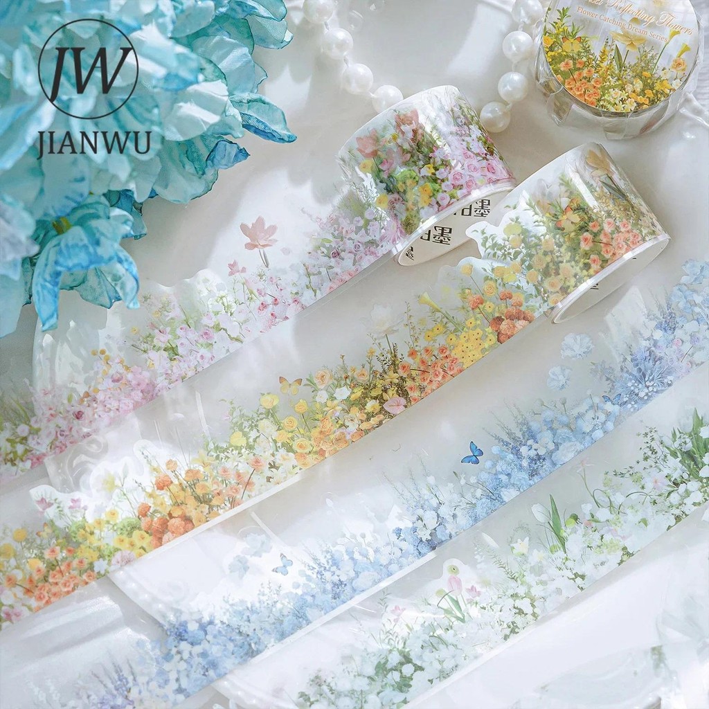 JIANWU 38mm * 200cm Série Cerca De Pátio Vintage Planta Flor Paisagem Material Colagem Fita PET ...