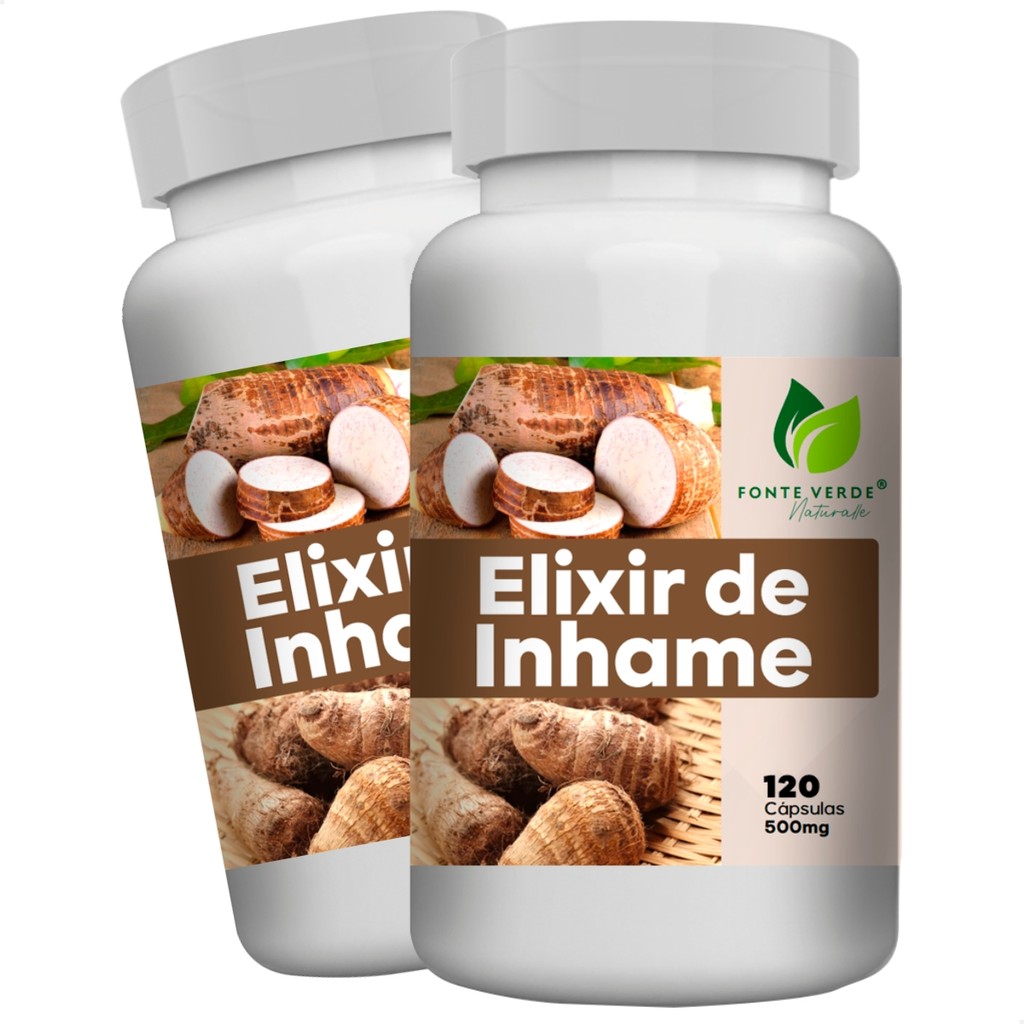 2 Potes Elixir de Inhame Kit 240 Cáps - Fonte Verde | Shopee Brasil